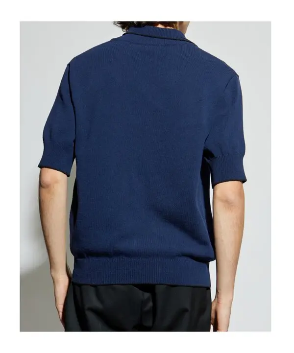Balmain Cusson Embroidered Knit Polo Shirt - Navy Blue