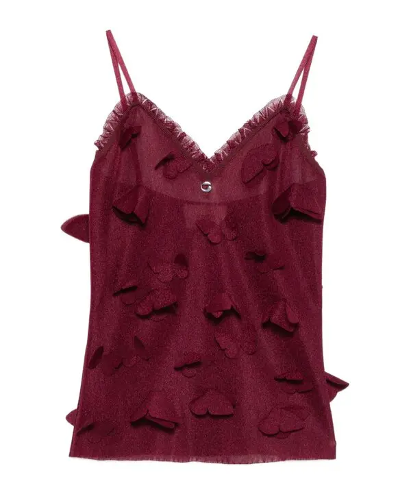 Coperni Appliqué Spaghetti Strap V-neck Top - Red