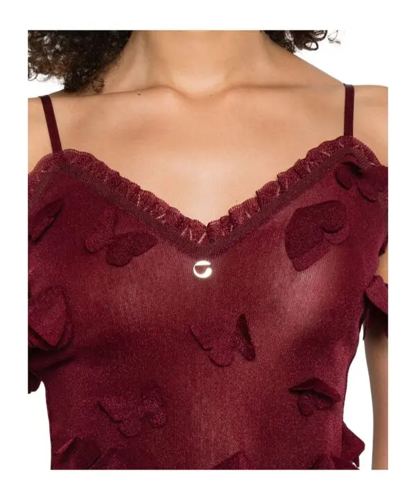 Coperni Appliqué Spaghetti Strap V-neck Top - Red