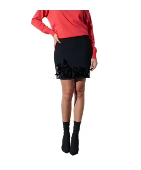 KAOS Sequined Printed Fitted Skirt