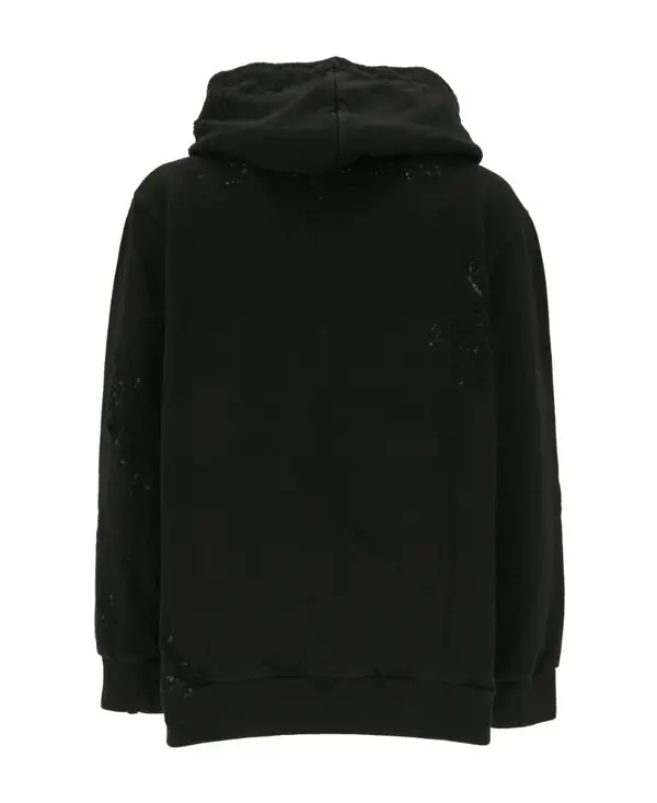 Palm Angels Logo Distressed Hoodie - Black