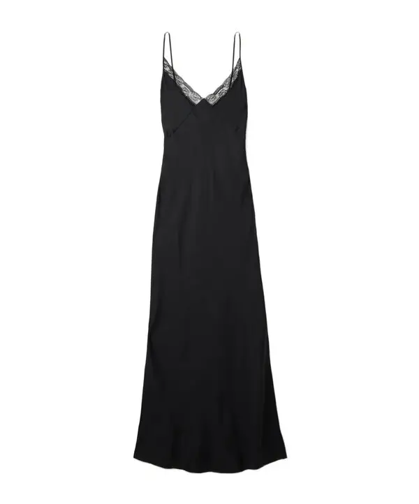 THE ROW Sleeveless V-neck Dress With Lace Trim - Black