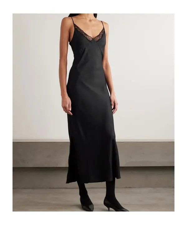 THE ROW Sleeveless V-neck Dress With Lace Trim