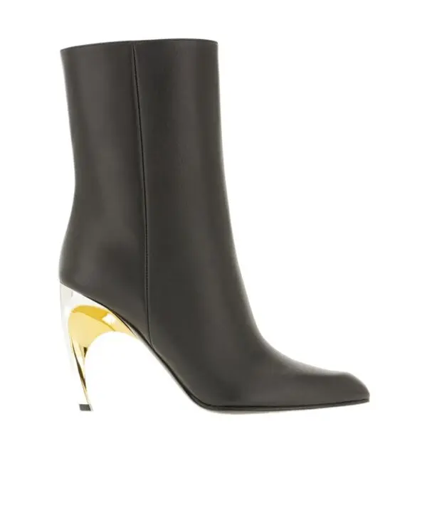 Alexander McQueen 95mm Leather Ankle Boots With Stiletto Heel