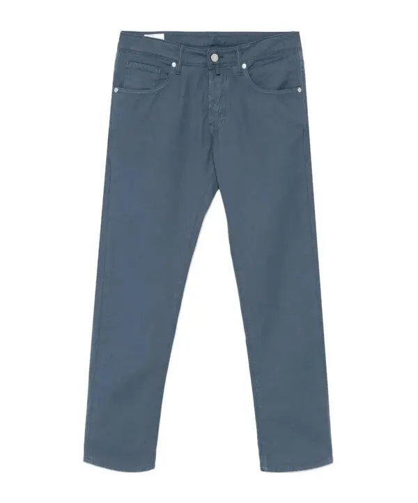 Incotex Logo-patch Tapered Trousers - Blue