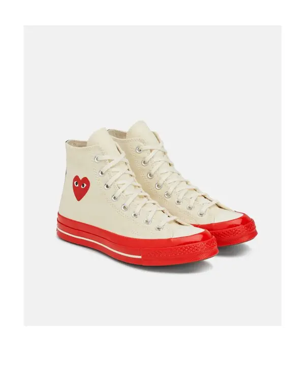 Play Comme Des Garcon High Lace-up Casual Sneakers - Nude