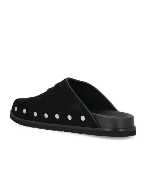 Celine Pitea Triomphe Mule In Suede Calfskin With Studs - Black