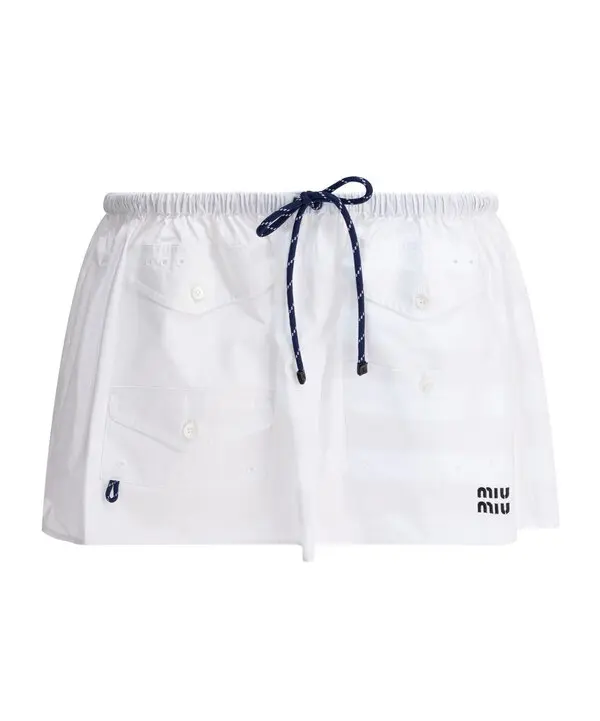 Miu Miu Logo Embroidered Drawstring Skirt