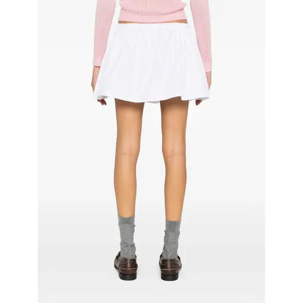 Miu Miu Logo Embroidered Drawstring Skirt - White