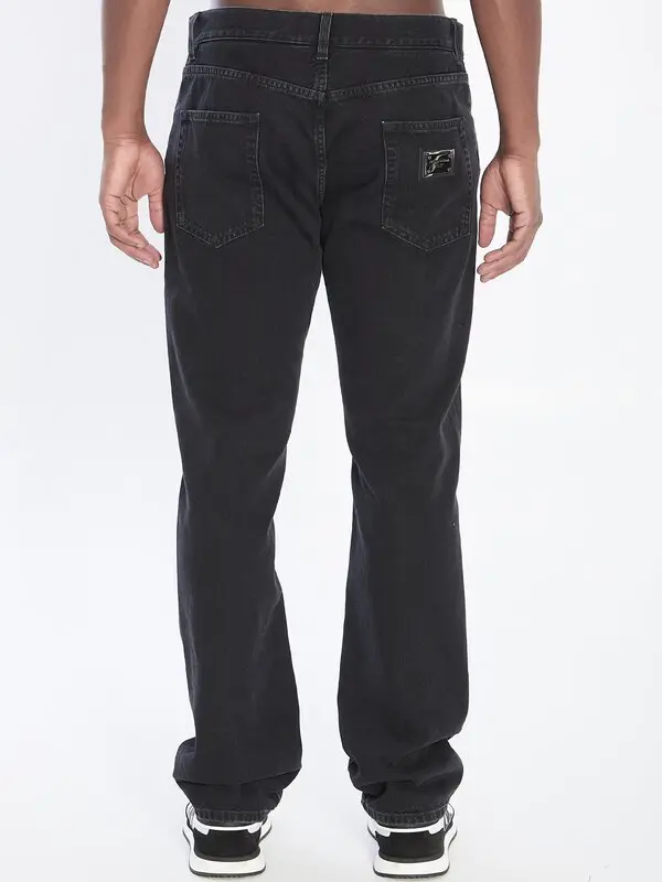 Dolce & Gabbana Logo Plaque Cotton Jeans
