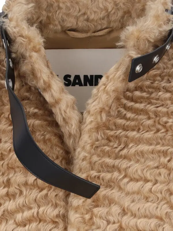 JIL SANDER Calf-length Coat With Detachable Leather Neck Strap