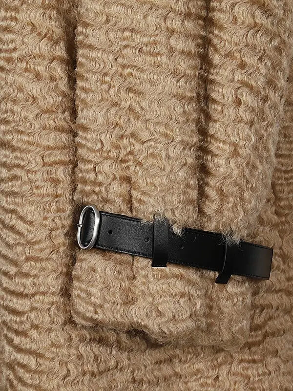 JIL SANDER Calf-length Coat With Detachable Leather Neck Strap - Nude