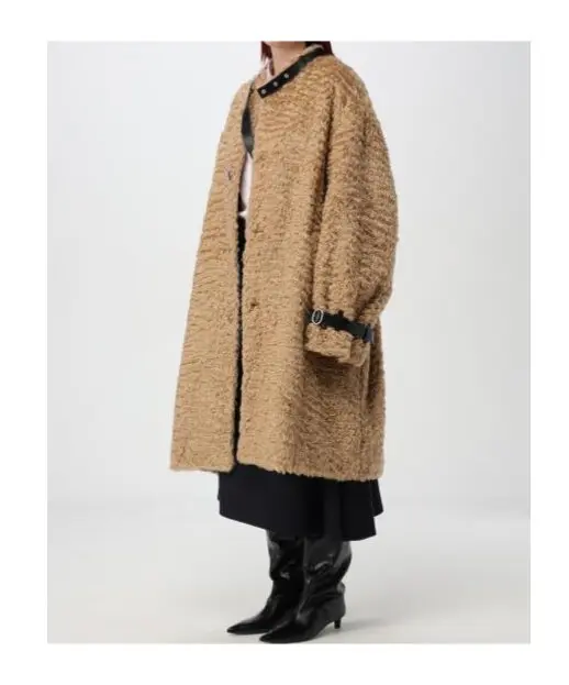 JIL SANDER Calf-length Coat With Detachable Leather Neck Strap - Nude