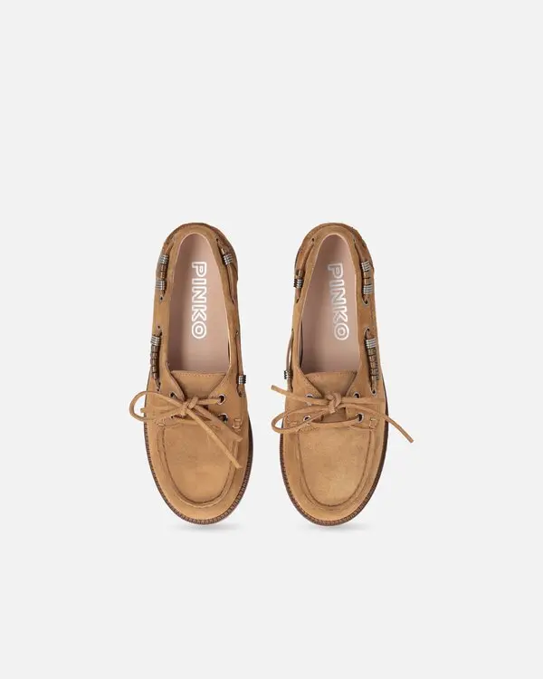 Pinko Grace 01 Suede Lace-up Loafers - Brown