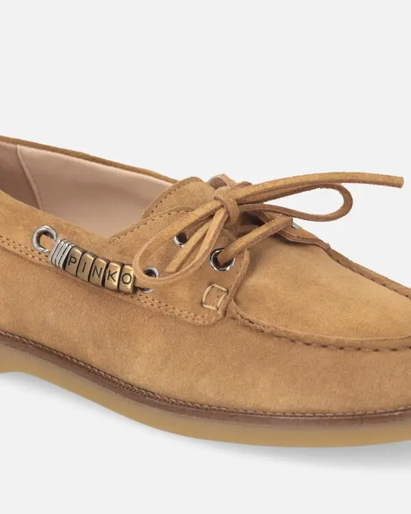 Pinko Grace 01 Suede Lace-up Loafers - Brown
