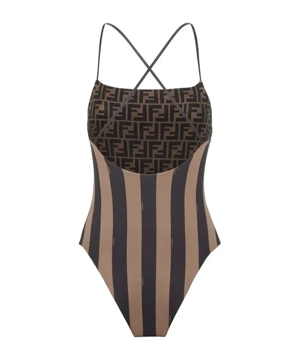 Fendi Pequin Striped One-piece Swimsuit