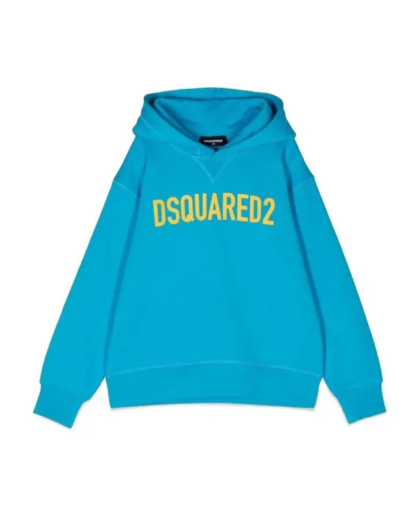 Dsquared2 Long Sleeve Hooded Sweater With Front Lettering - Blue