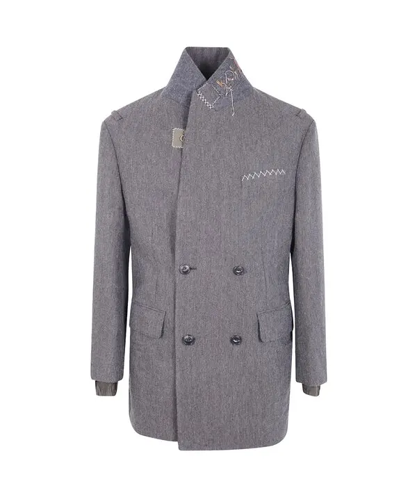 Kolor Double-breasted Coat With Patch Pockets - Herringbone