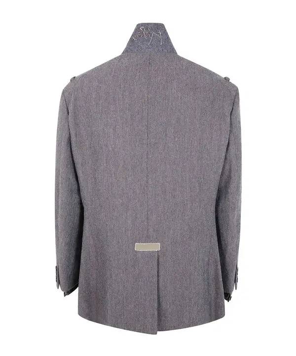 Kolor Double-breasted Coat With Patch Pockets - Herringbone