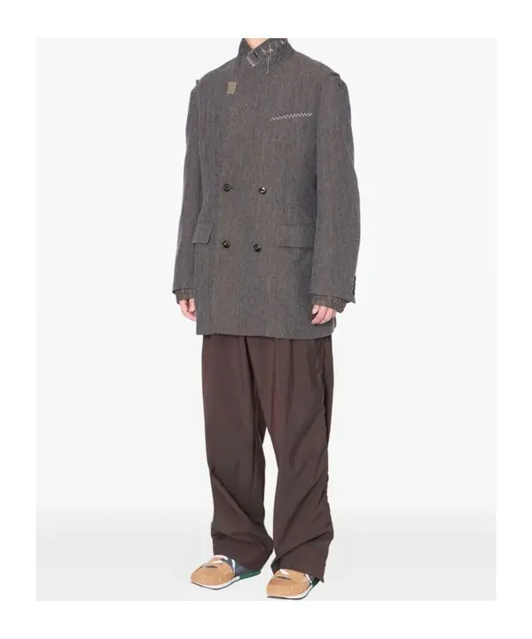 Kolor Double-breasted Coat With Patch Pockets - Herringbone