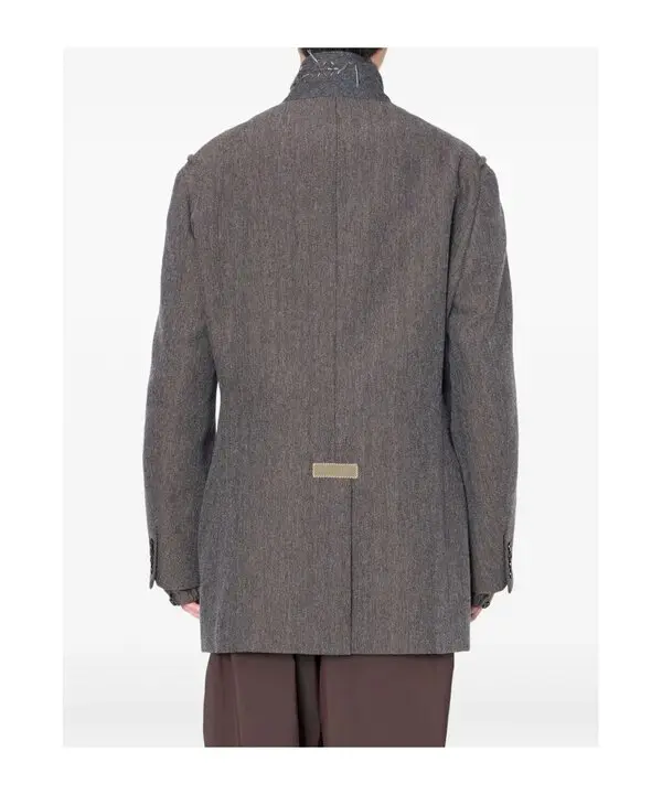 Kolor Double-breasted Coat With Patch Pockets - Herringbone