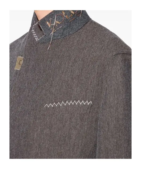 Kolor Double-breasted Coat With Patch Pockets - Herringbone