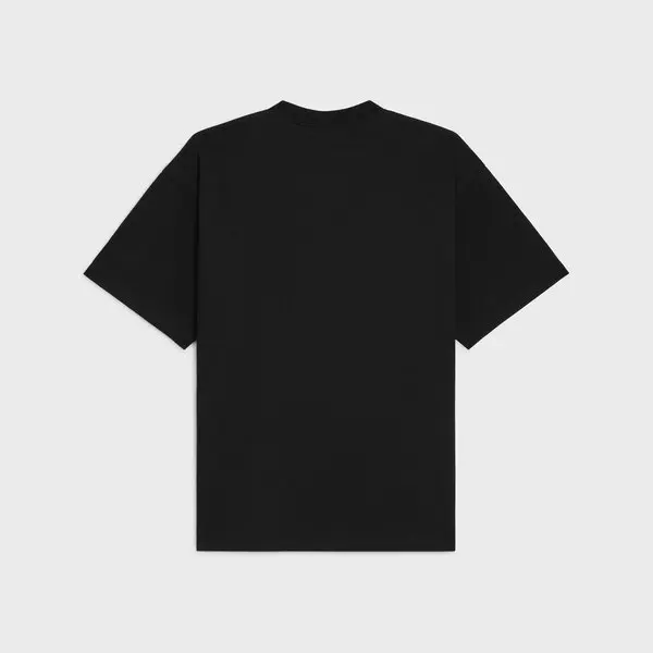 Celine Loose T-shirt In Cotton Jersey - Black/blue Denim