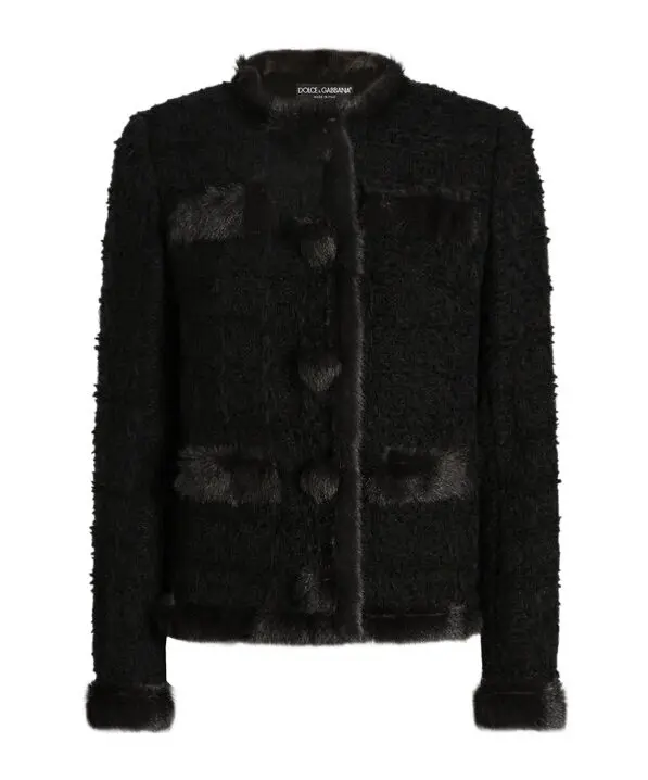Dolce & Gabbana Dolce Gabbana Single-breasted Tweed Jacket - Black