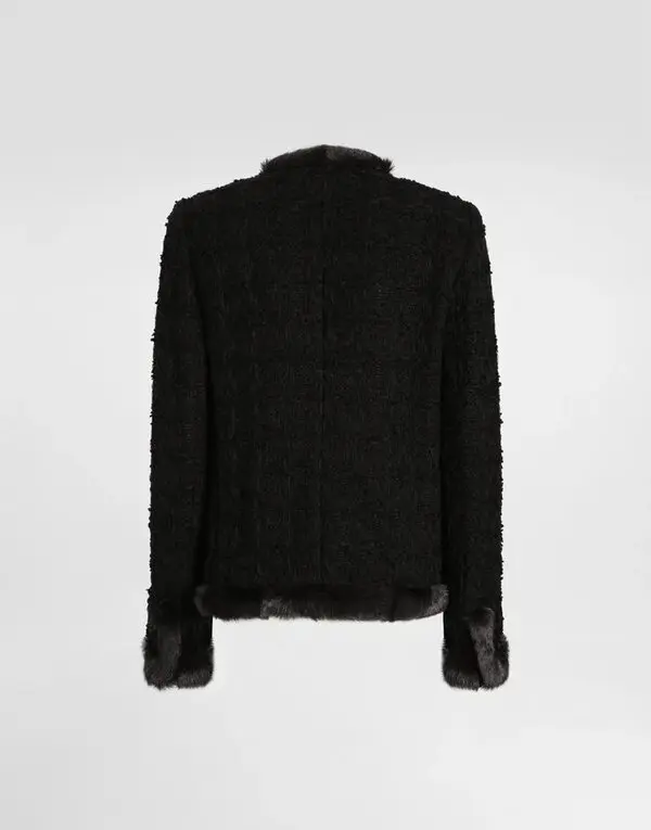 Dolce & Gabbana Single-breasted Fur-trimmed Tweed Jacket