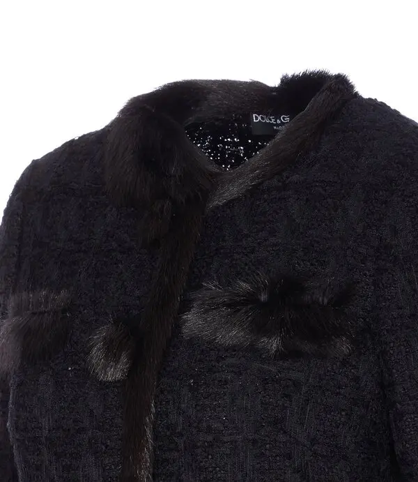 Dolce & Gabbana Single-breasted Fur-trimmed Tweed Jacket
