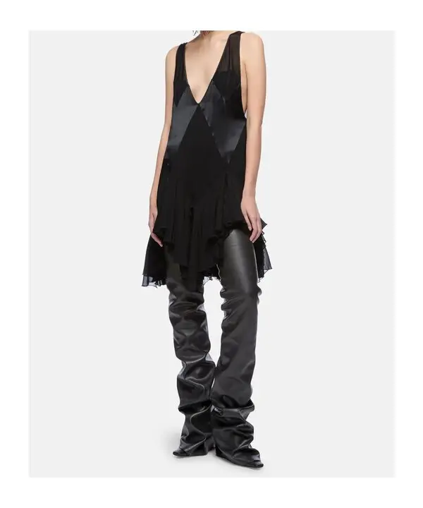 Attico Sleeveless V-neck Mini Dress With Pleated Details
