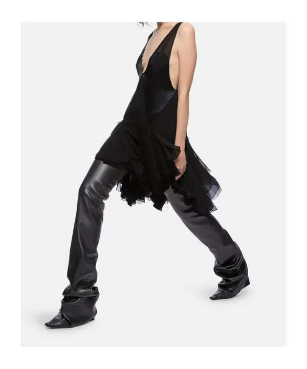 Attico Sleeveless V-neck Mini Dress With Pleated Details
