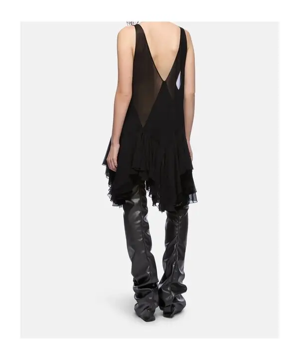 Attico Sleeveless V-neck Mini Dress With Pleated Details
