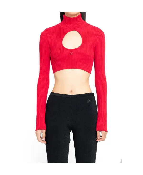 COURREGES Cut-out Crop Top - Red