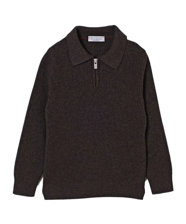 Brunello Cucinelli Zip Polo Shirt With Ribbed Hem