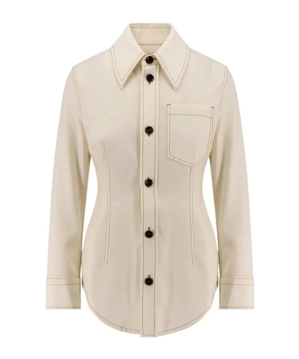 Bottega Veneta Contrast Stitched Fitted Shirt