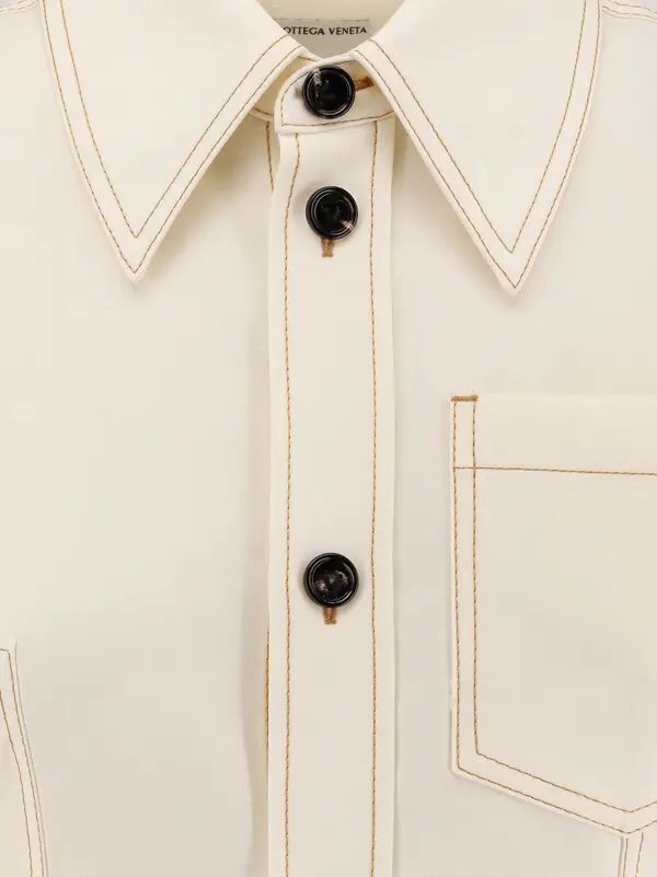 Bottega Veneta Contrast Stitched Fitted Shirt