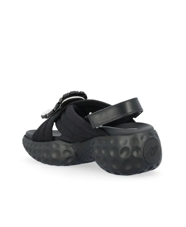 ROGER VIVIER Viv' Run Light Strass Buckle Sandals - Black