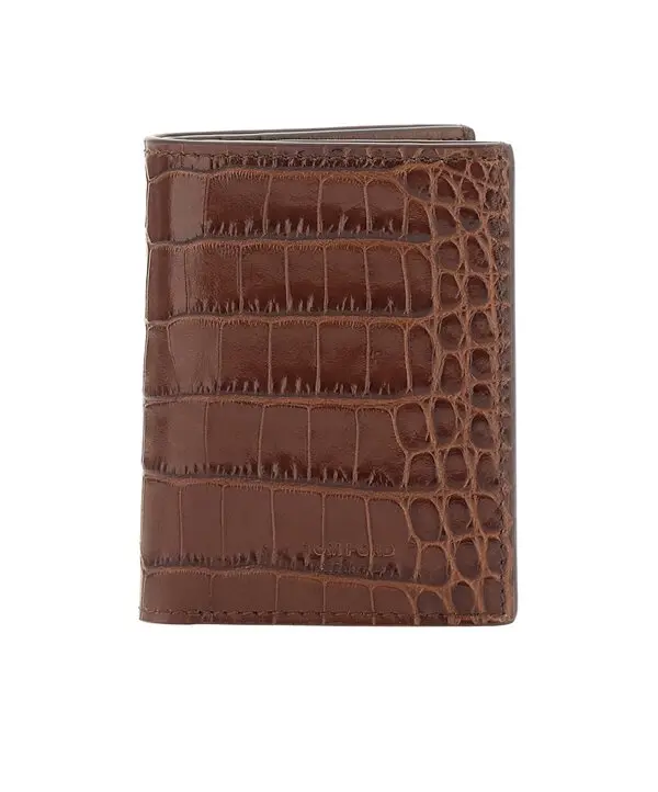 TOM FORD Embossed Leather Card Case - Brown