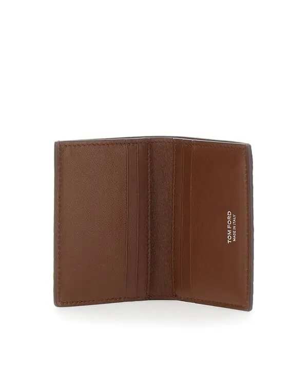 TOM FORD Embossed Leather Card Case - Brown