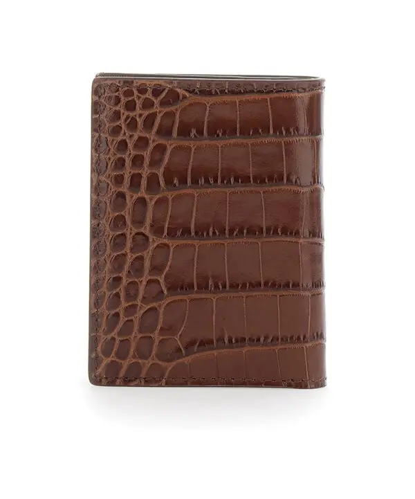 TOM FORD Embossed Leather Card Case - Brown