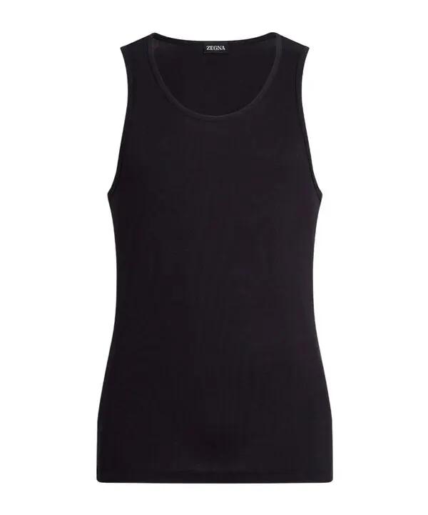 Zegna Cotton Blend Tank Top - Black