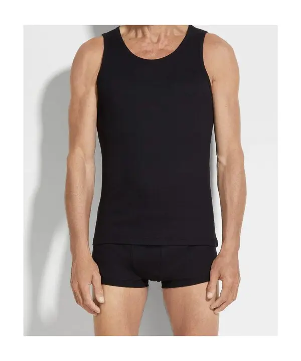 Zegna Cotton Blend Tank Top - Black