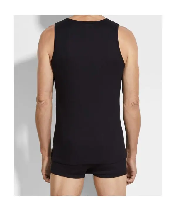 Zegna Cotton Blend Tank Top - Black