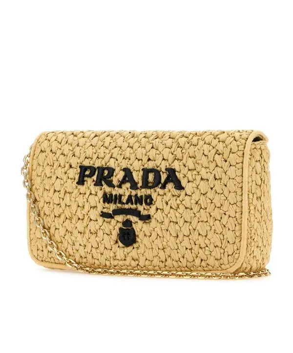 Prada Logo-embroidered Chain-linked Crochet Shoulder Bag