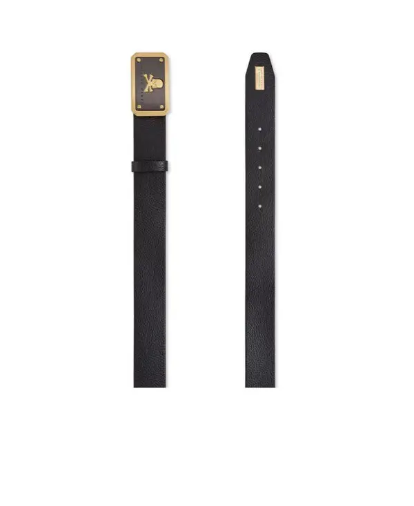 Philipp Plein Logo Plaque Leather Belt