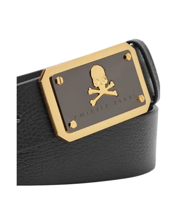 Philipp Plein Logo Plaque Leather Belt