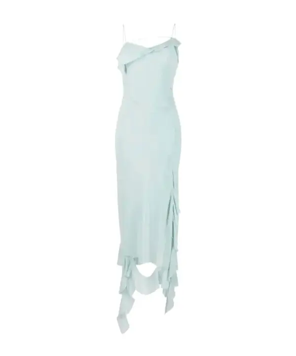 Acne Studios Asymmetrical Ruffled Midi Dress - Caribbean Ocean Blue