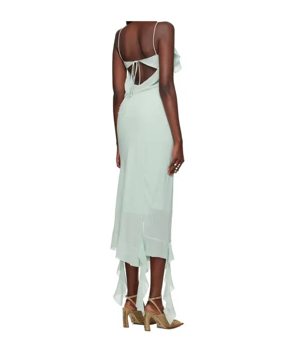 Acne Studios Asymmetrical Ruffled Midi Dress - Caribbean Ocean Blue