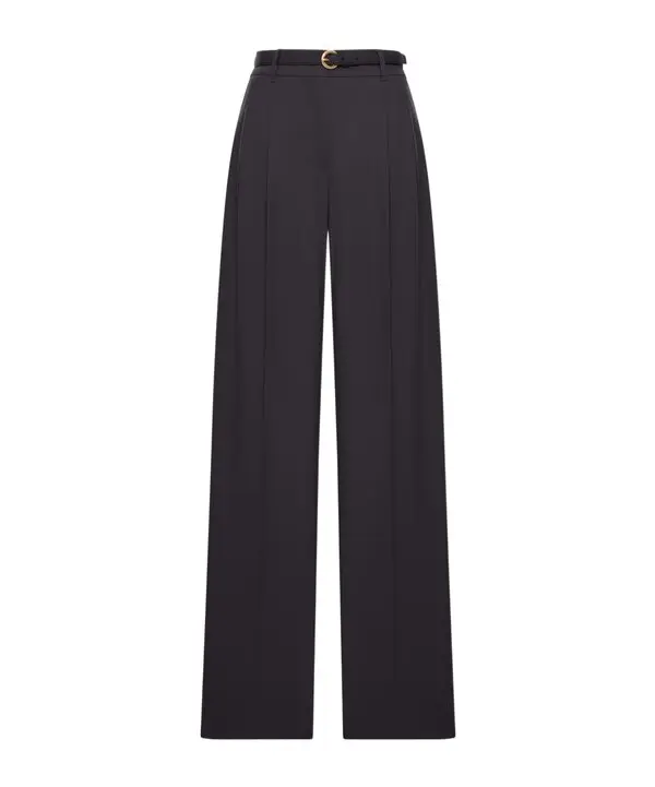 Max Mara Belted Wool Trousers - Black